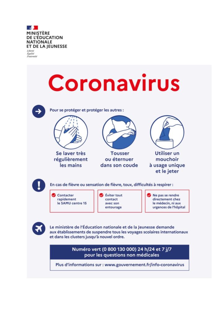 Coronavirus informations au 02/03/2020 – Collège Henri IV