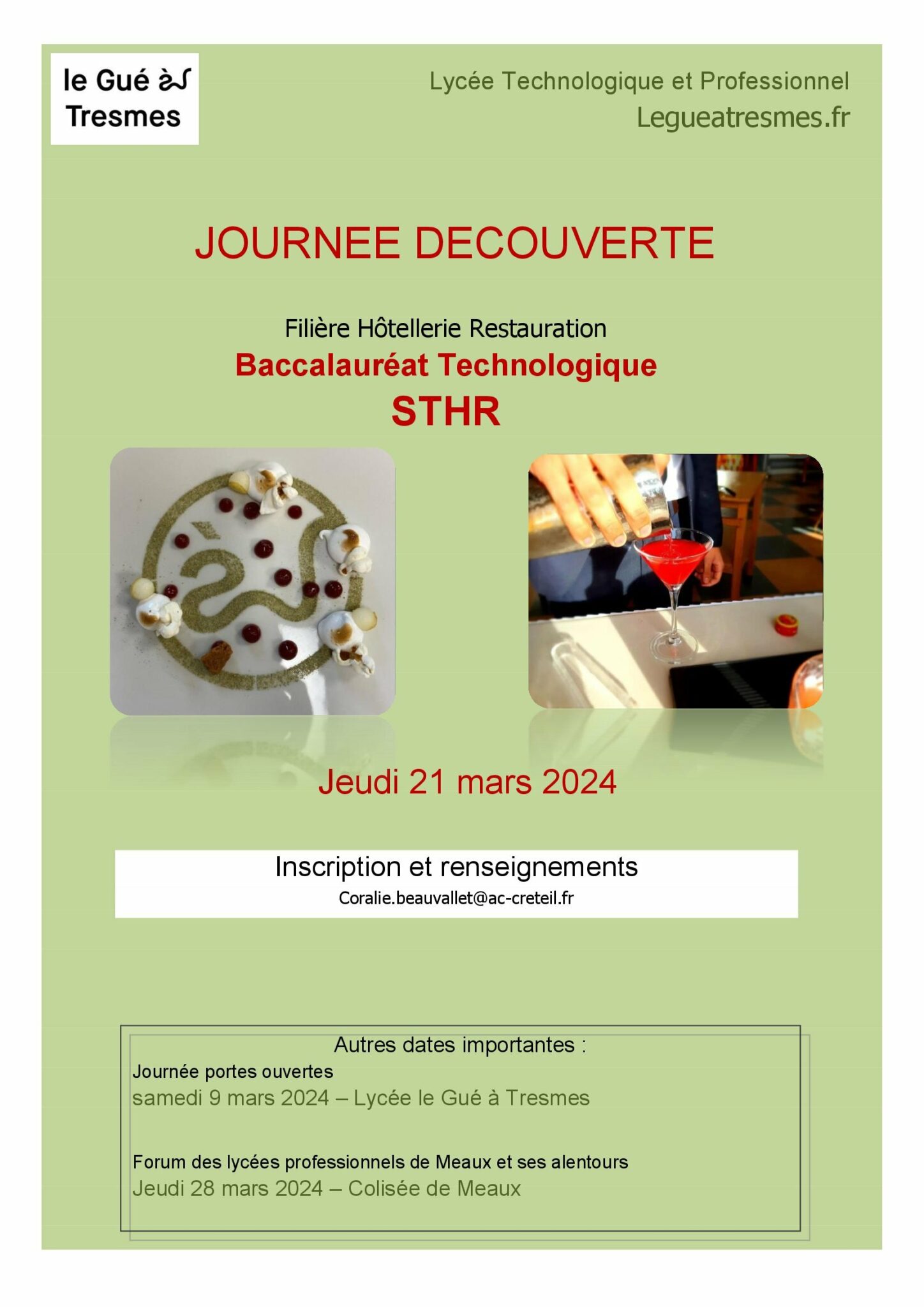 JPO Lycée Gué à Tresmes BAC STHR – Collège Henri IV