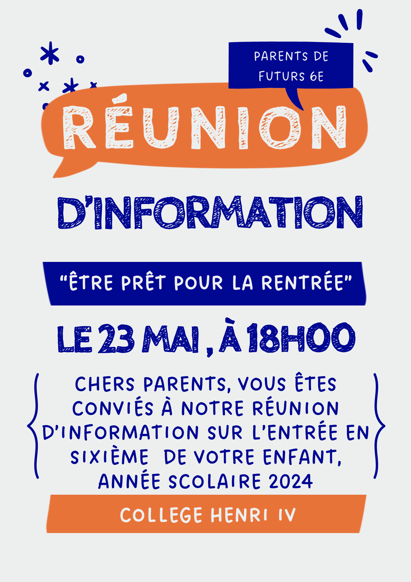 Réunion d’information parents futurs 6emes – Collège Henri IV